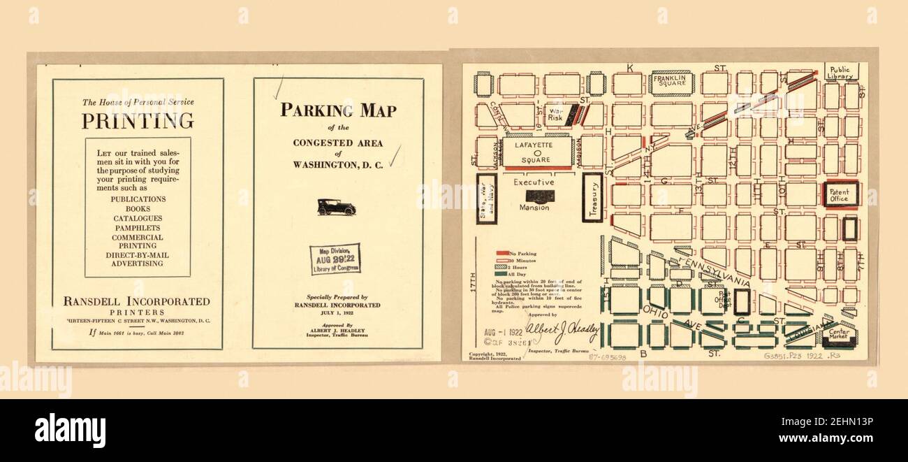 Parking map of the congested area of Washington, D.C Stock Photo - Alamy
