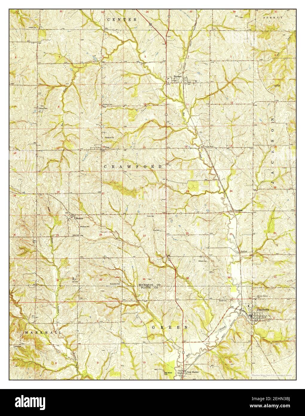 Dearborn, Missouri, map 1951, 1:24000, United States of America by ...