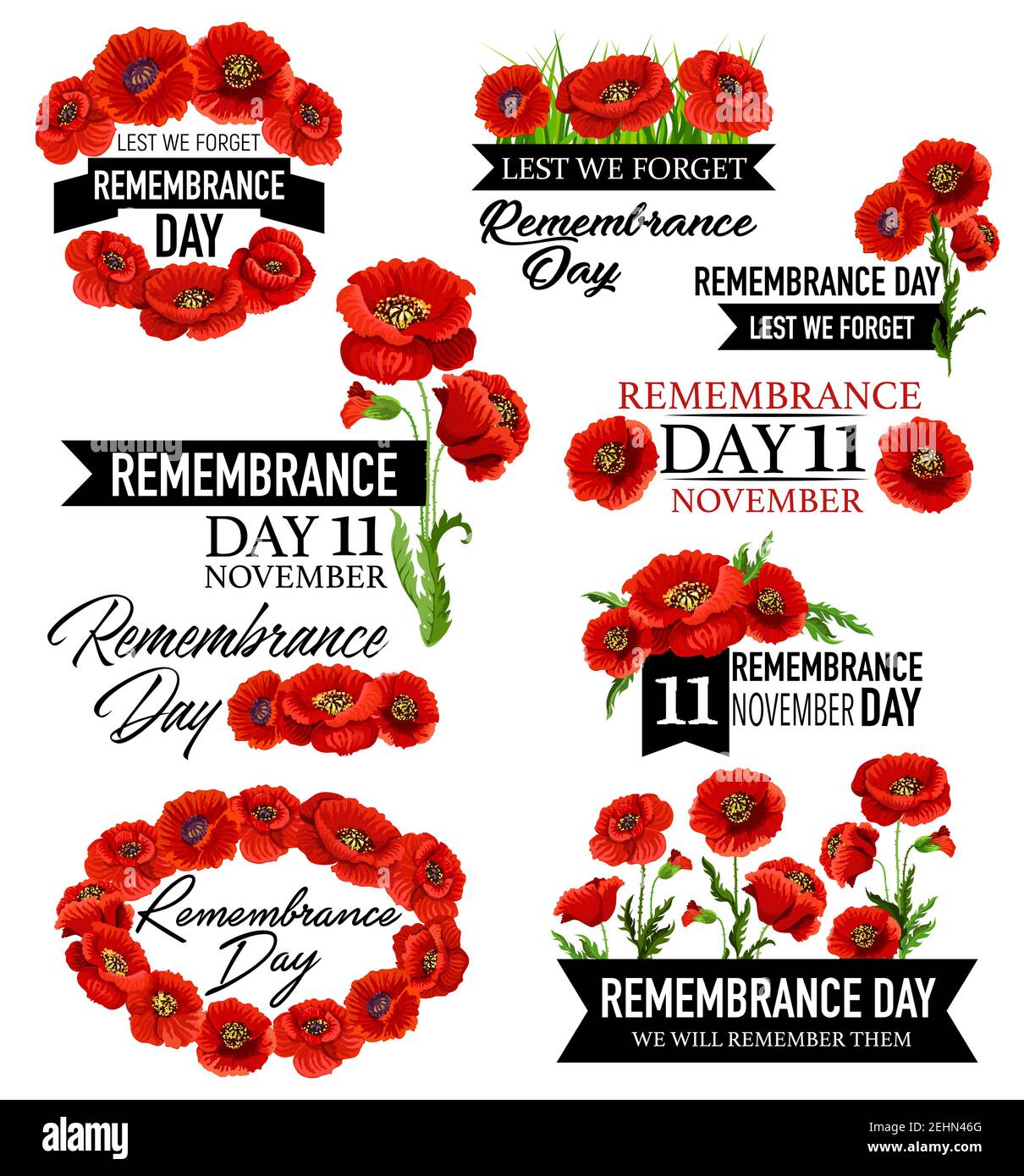 Poppy flower wreath for Remembrance Day design. British legion red ...