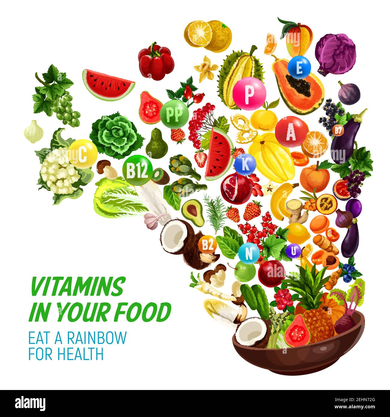 Rainbow color diet for healthy nutrition and natural food eating ...