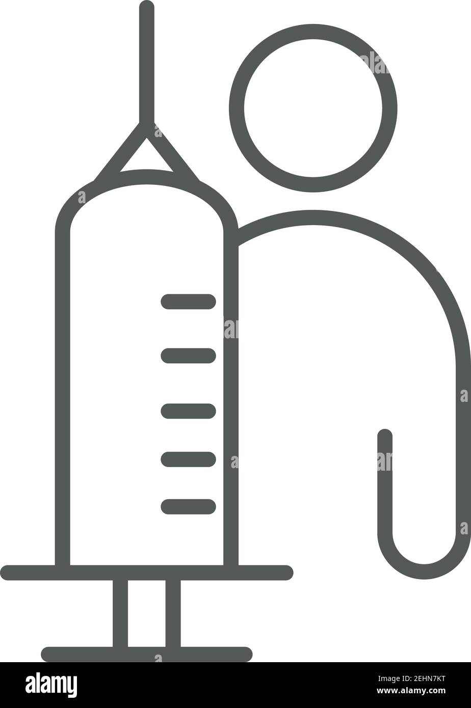 vaccine science medical patient and syringe vector illustration line ...