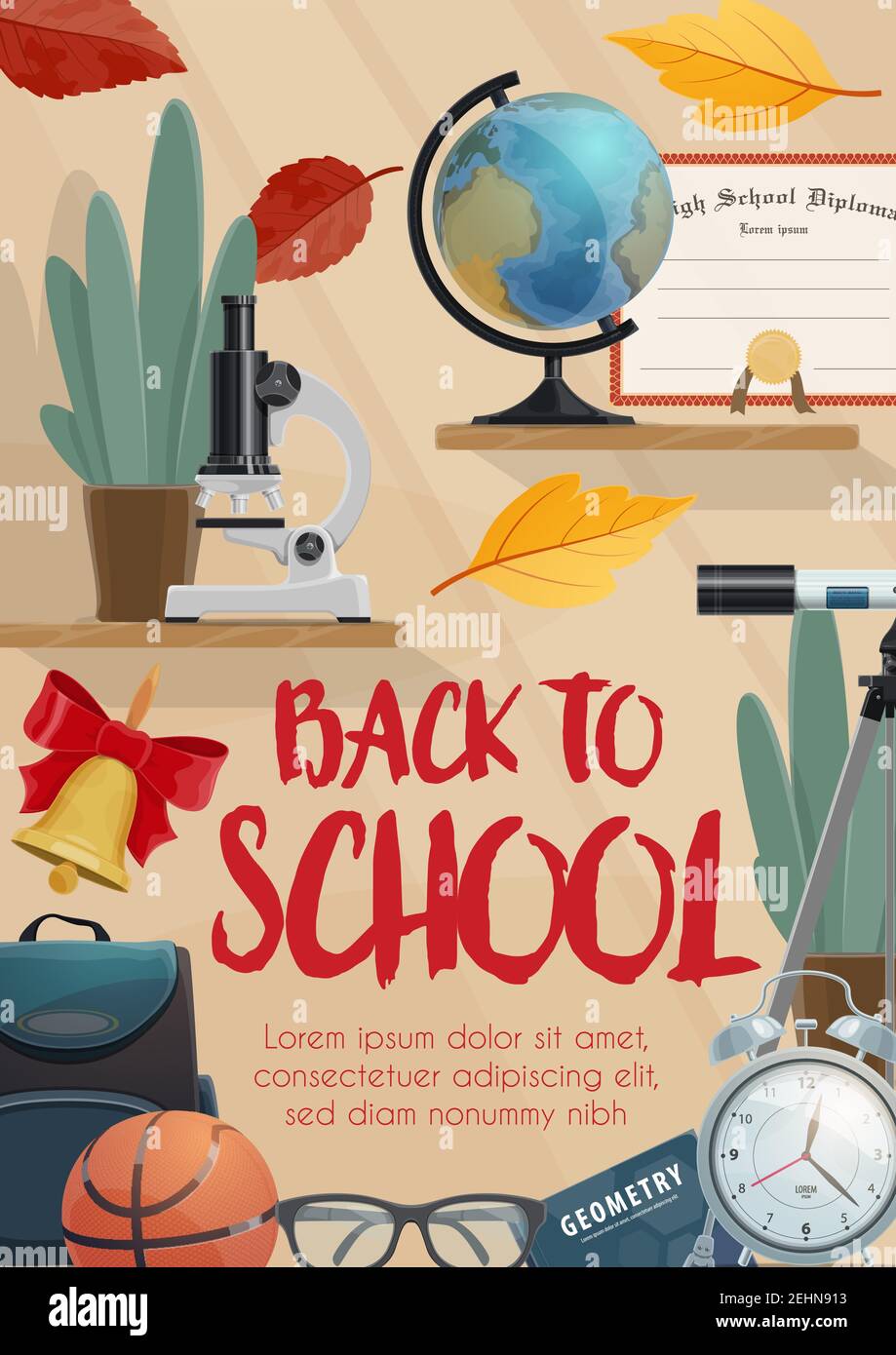 Back to School supplies and class items for education poster design ...