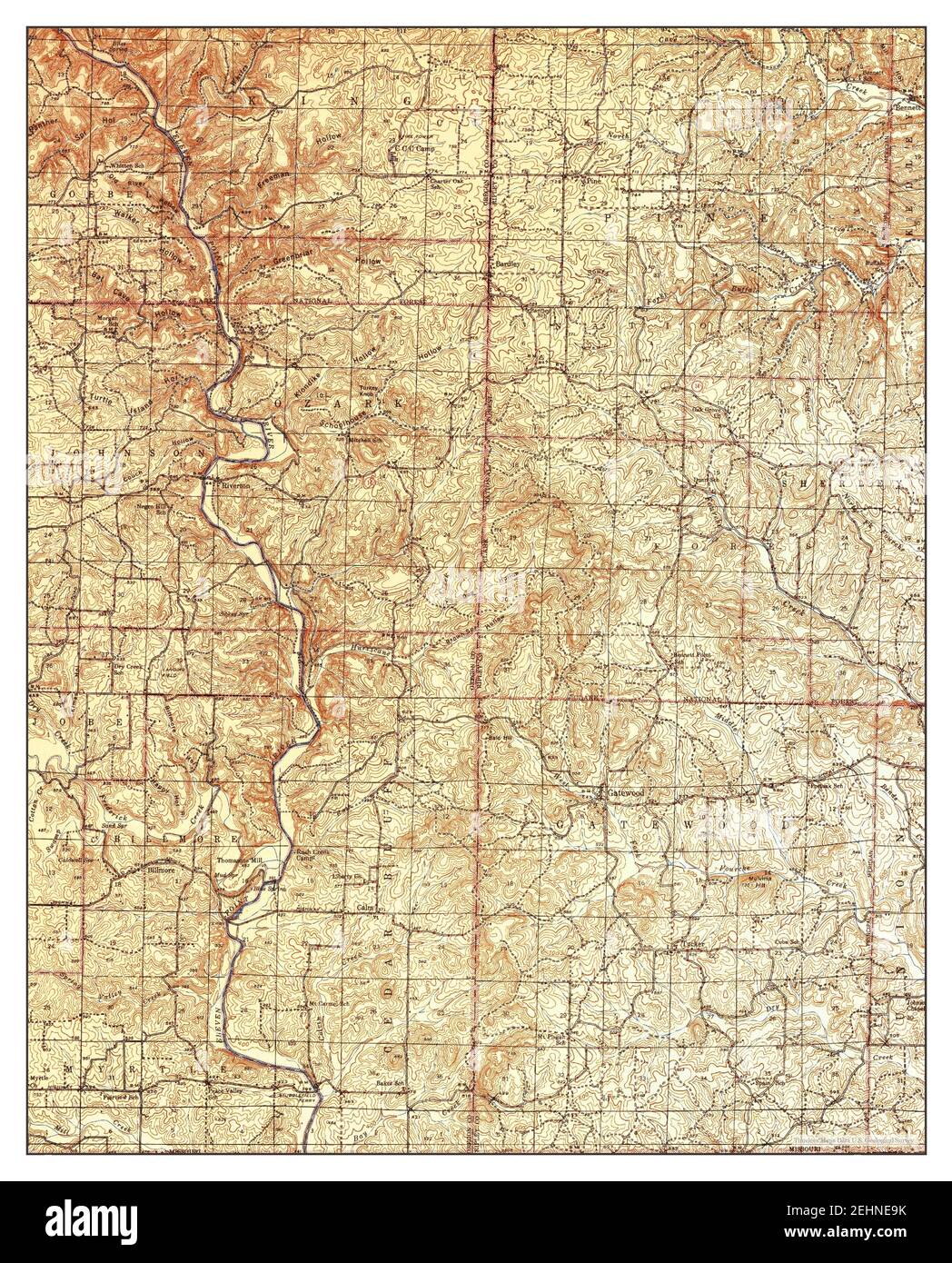 Gatewood, Missouri, map 1945, 1:62500, United States of America by ...