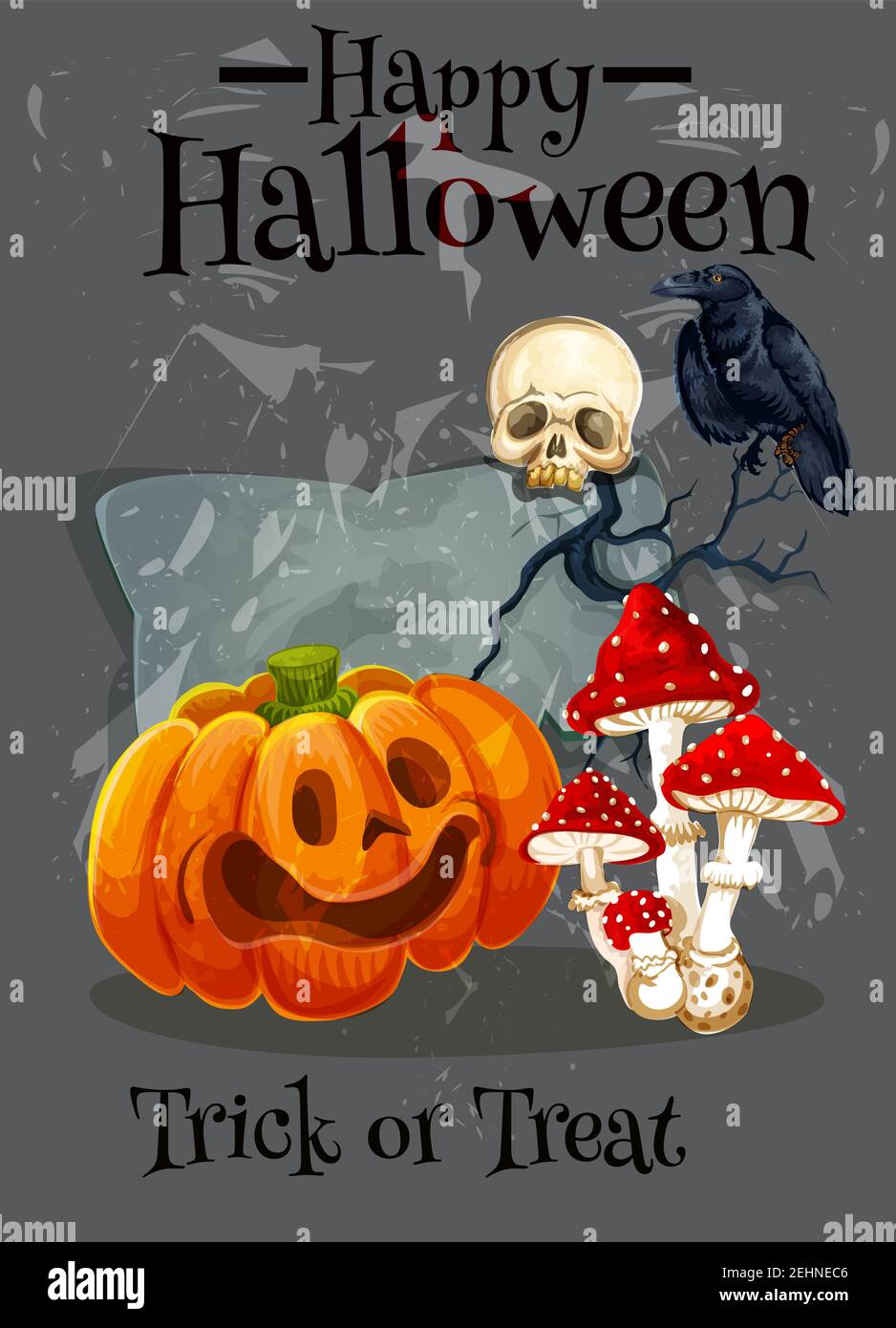 Happy Halloween greeting card design for trick or treat October holiday ...