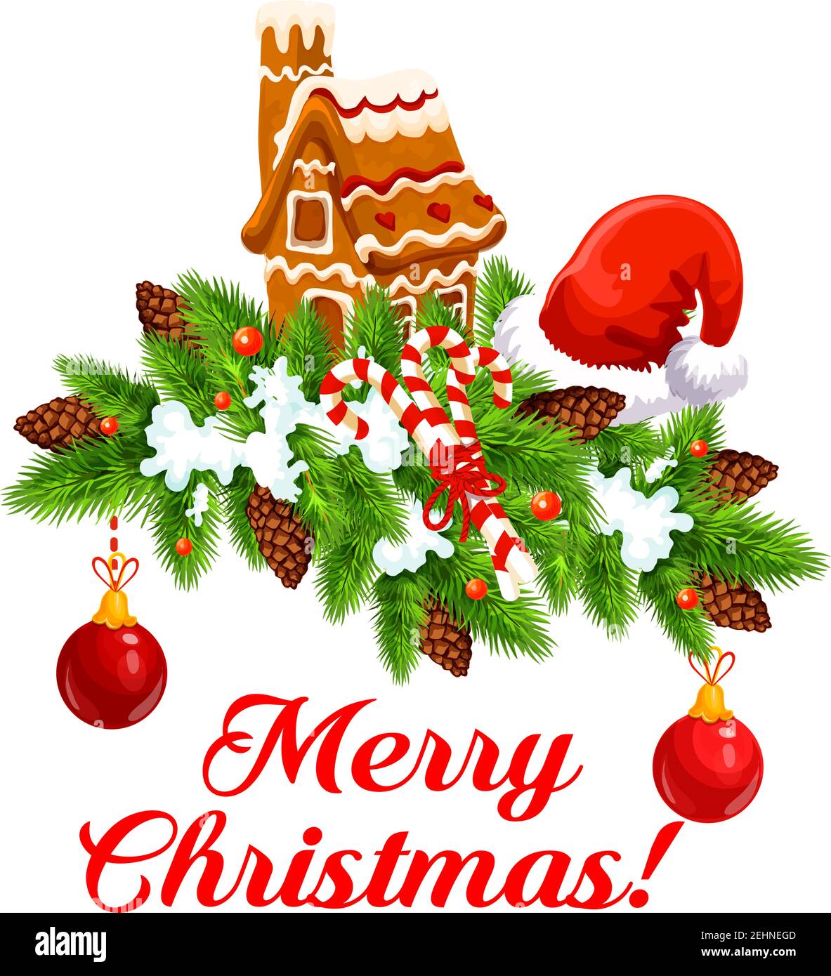 Christmas cookie icon of festive garland with Xmas ornaments ...