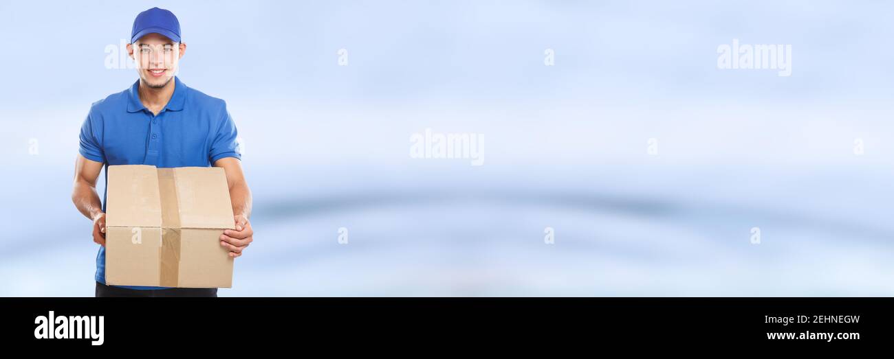 Parcel delivery service box package delivering banner copyspace copy ...