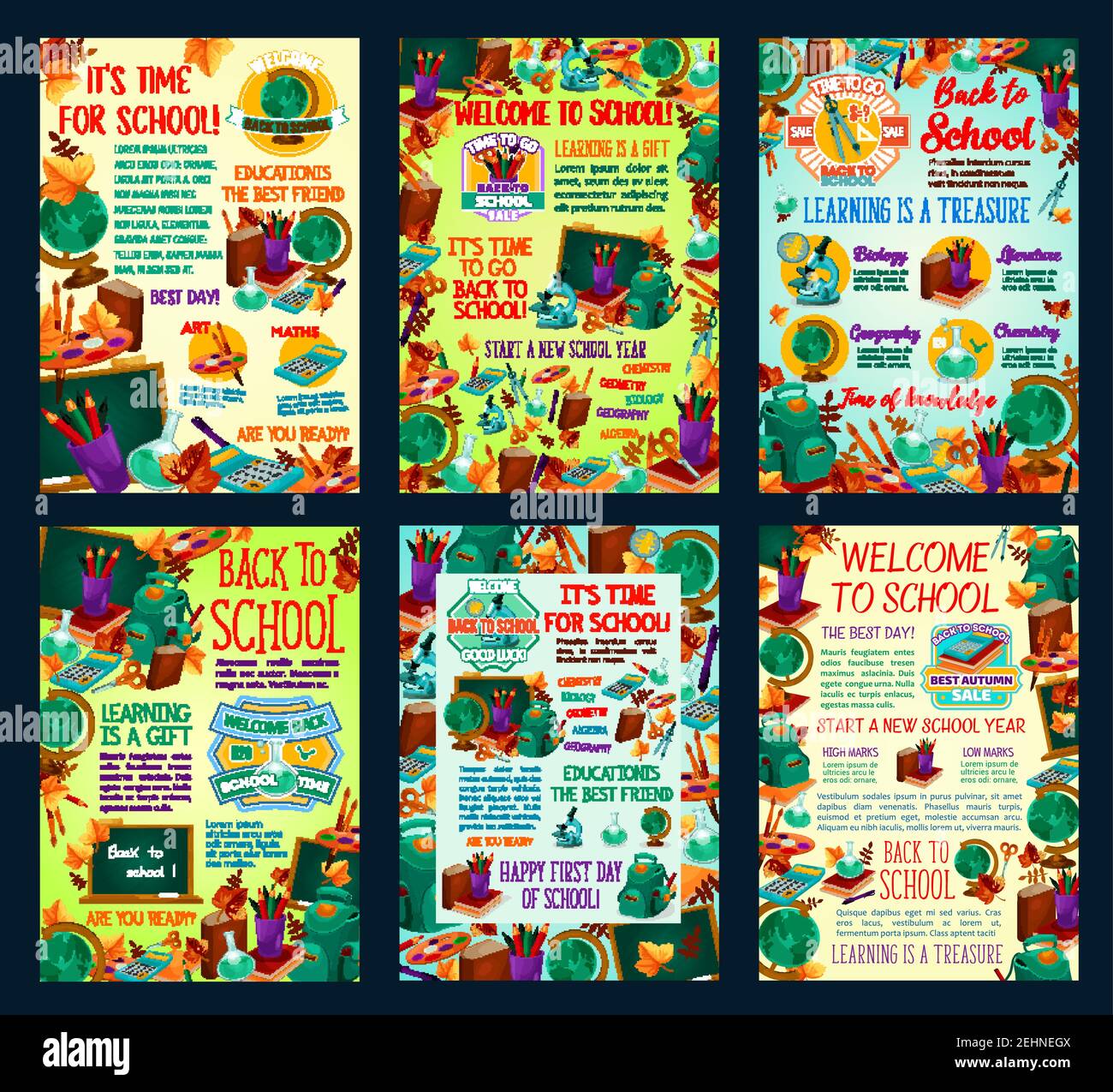 Welcome Back to School posters design template for education science ...