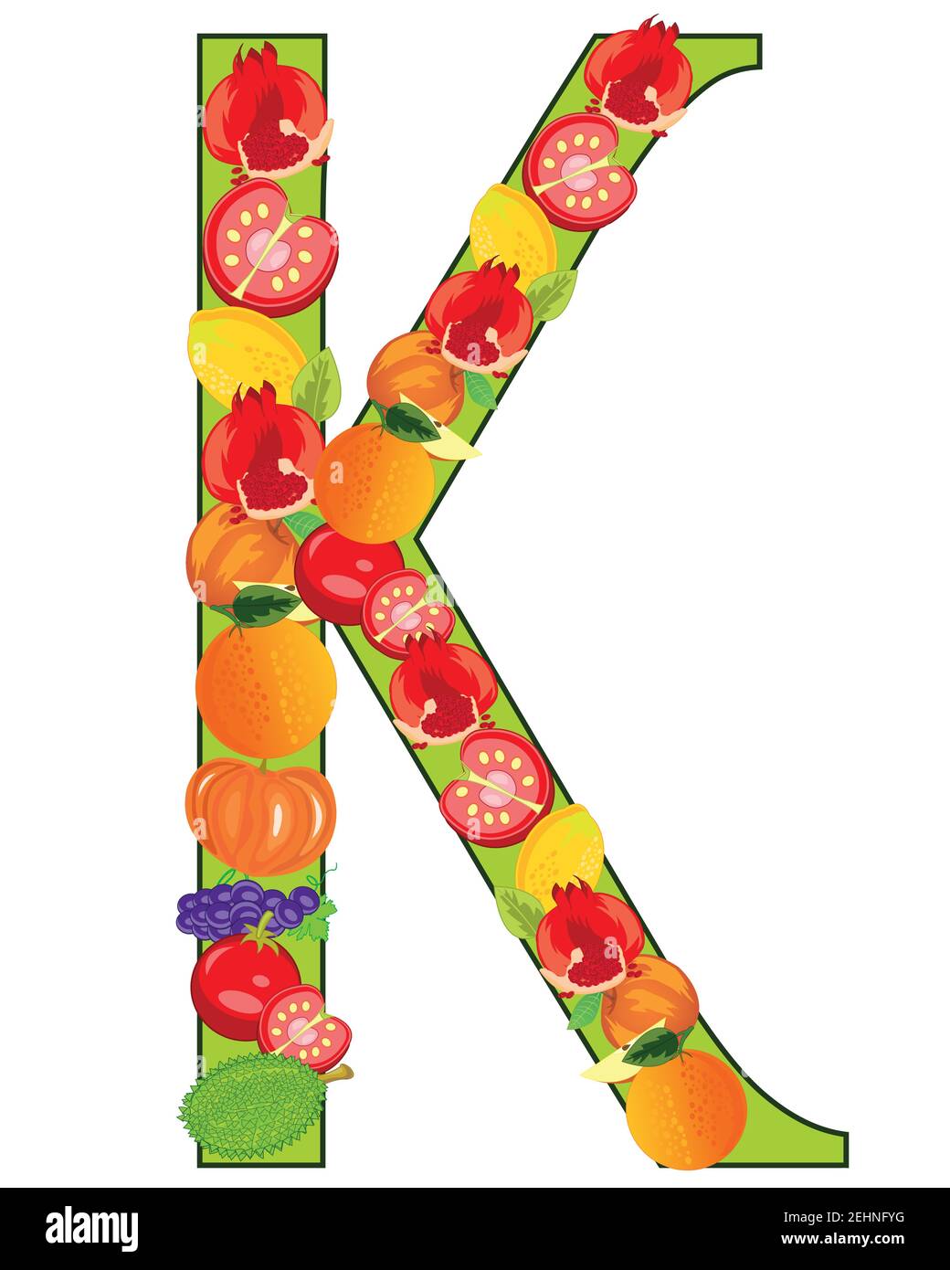 Fruits vegetables alphabet letter vector hi-res stock photography and ...