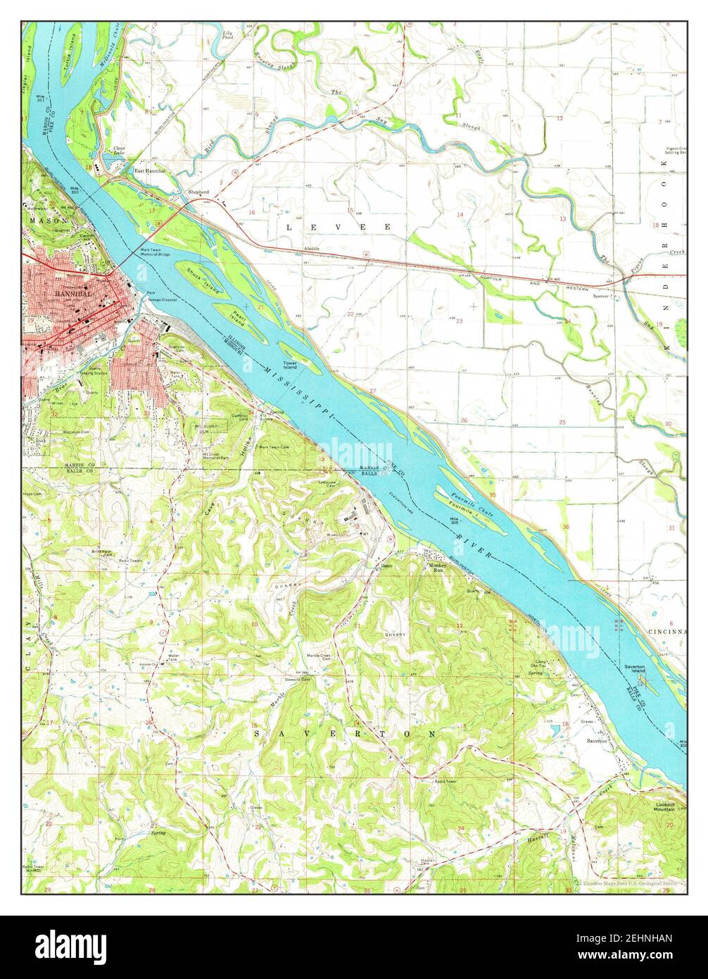 Hannibal East, Missouri, map 1971, 1:24000, United States of America by ...