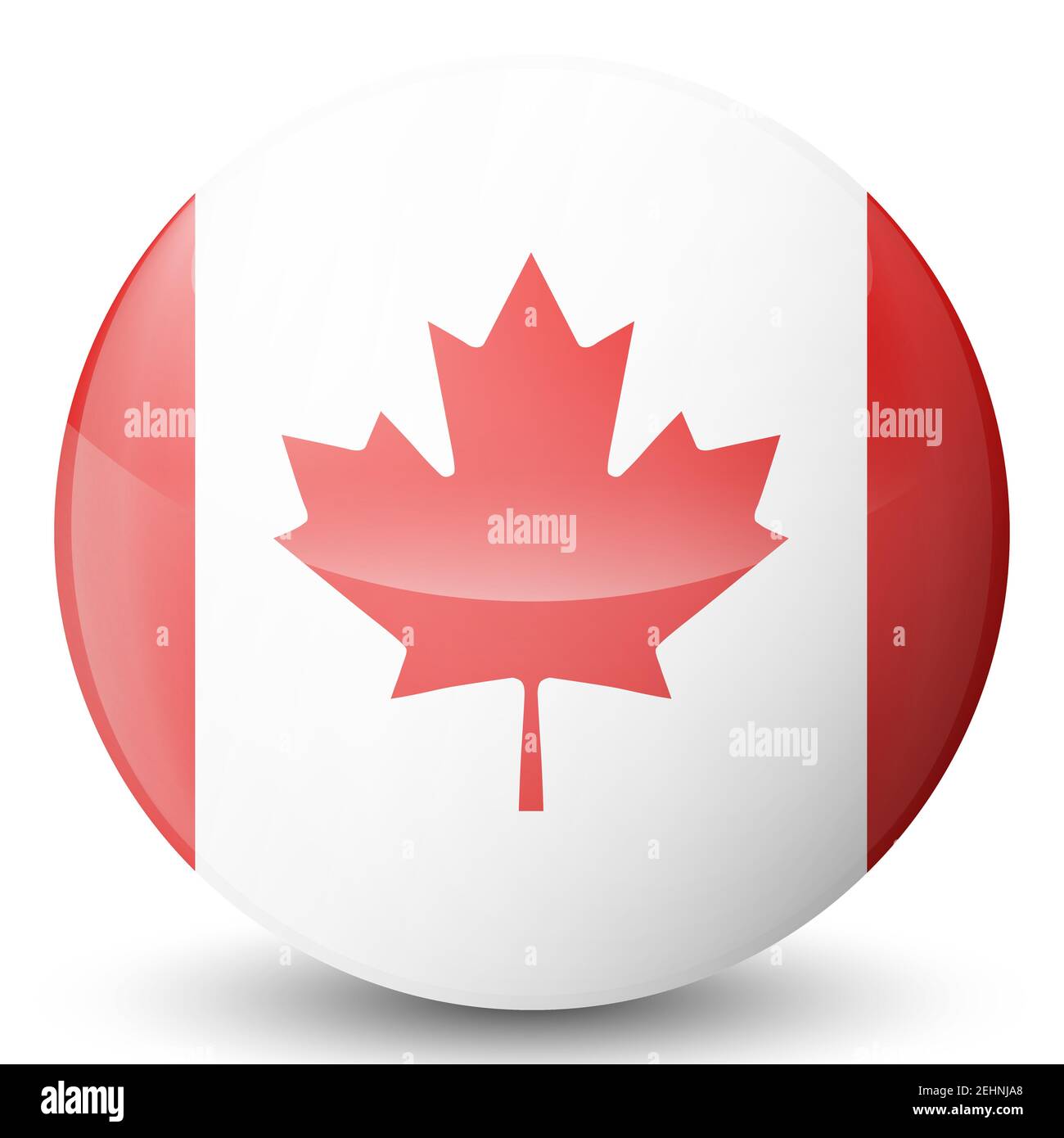 Glass light ball with flag of Canada. Round sphere, template icon ...