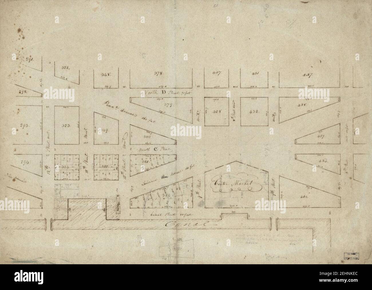 Partial cadastral map of the district around the Center Market, N.W ...