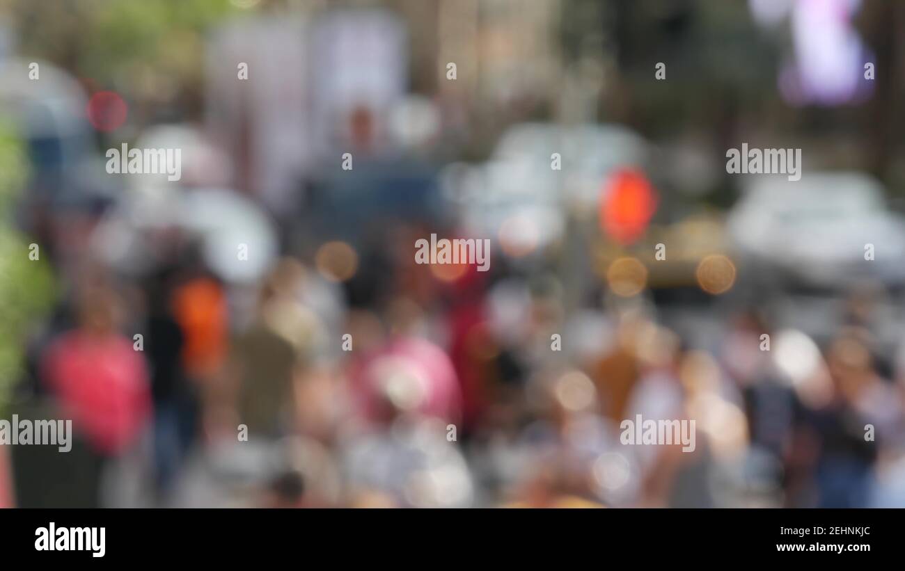 Defocused crowd of people, road intersection crosswalk on The Strip of ...