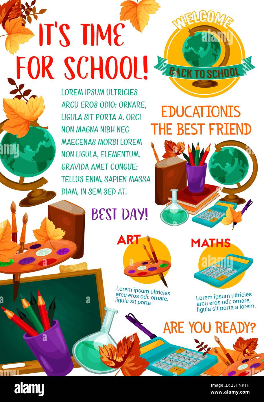 Back to School September education season poster of school science ...
