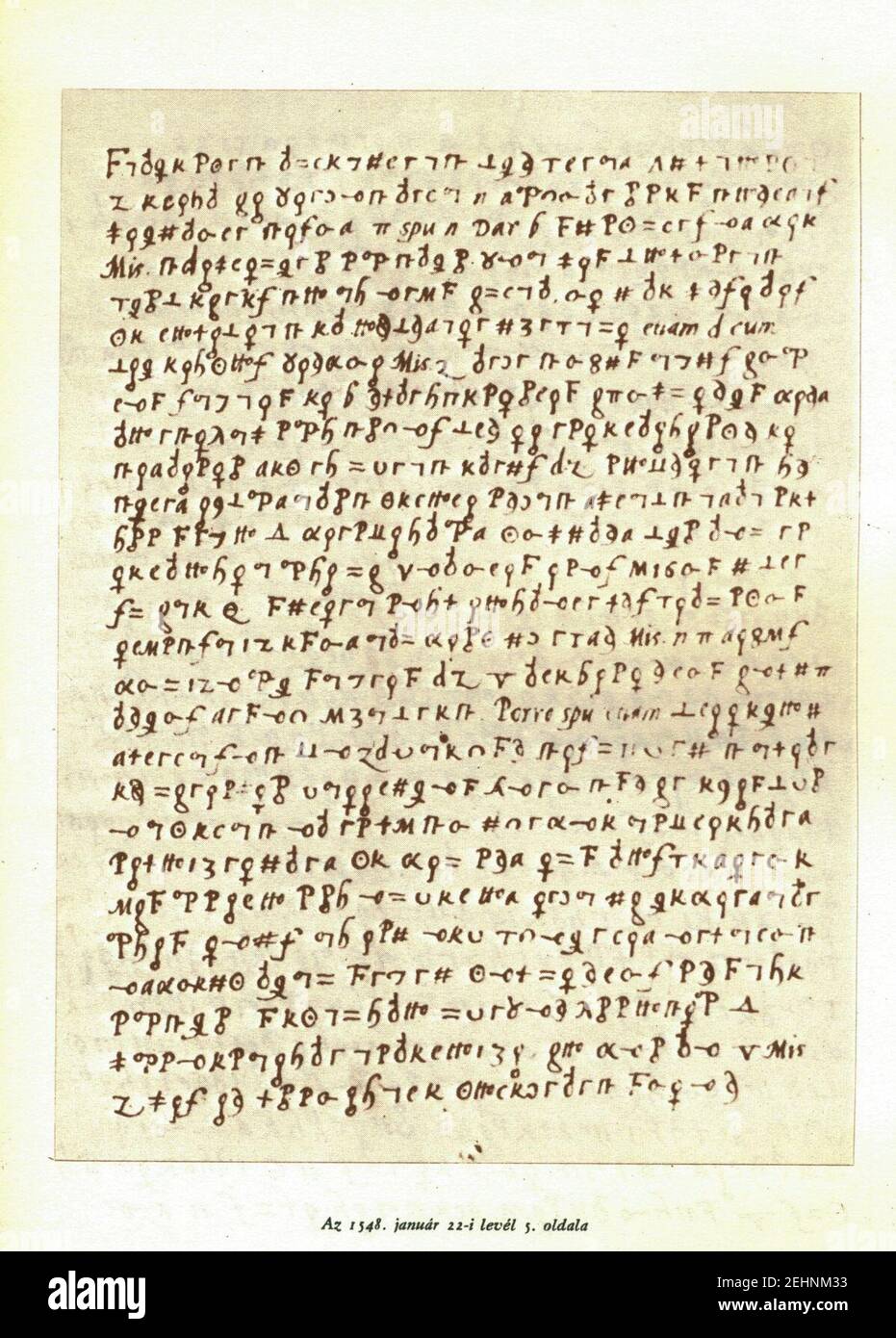 Partially encrypted letter from 1548-5 Stock Photo - Alamy