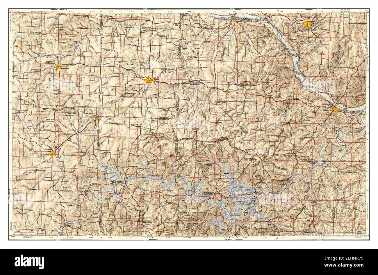 Jefferson City, Missouri, map 1954, 1:250000, United States of America ...