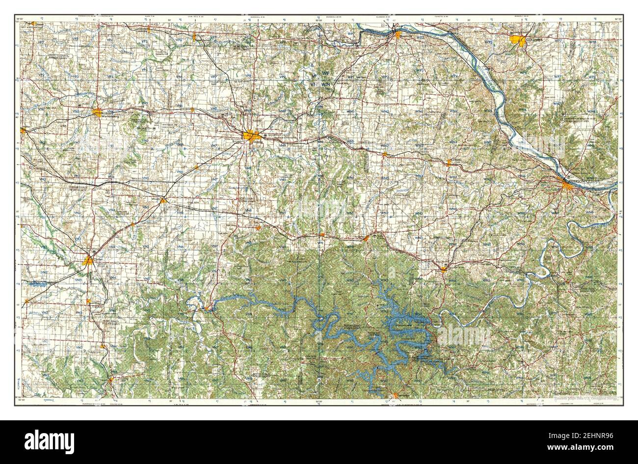 Jefferson City, Missouri, map 1958, 1:250000, United States of America ...