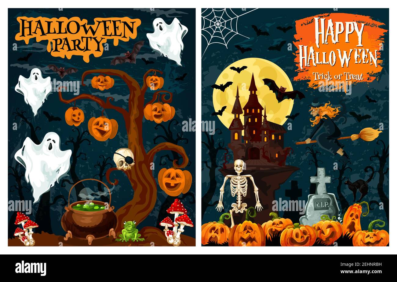 Halloween spooky house with october holiday pumpkin for horror night ...