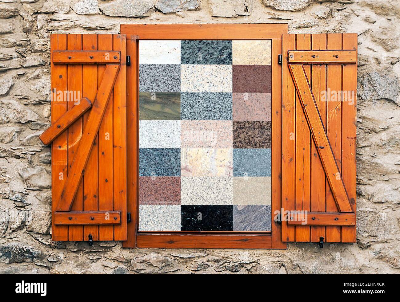 Wood texture in various shades. It´s a point of view from window Stock ...