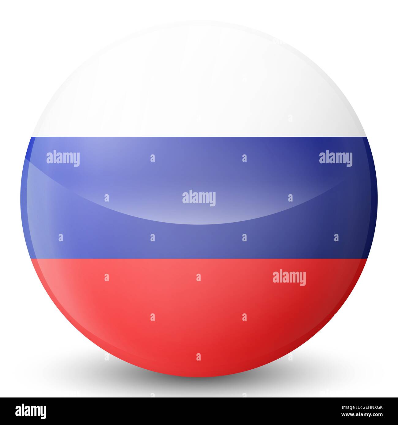 Glass light ball with flag of Russia. Round sphere, template icon ...