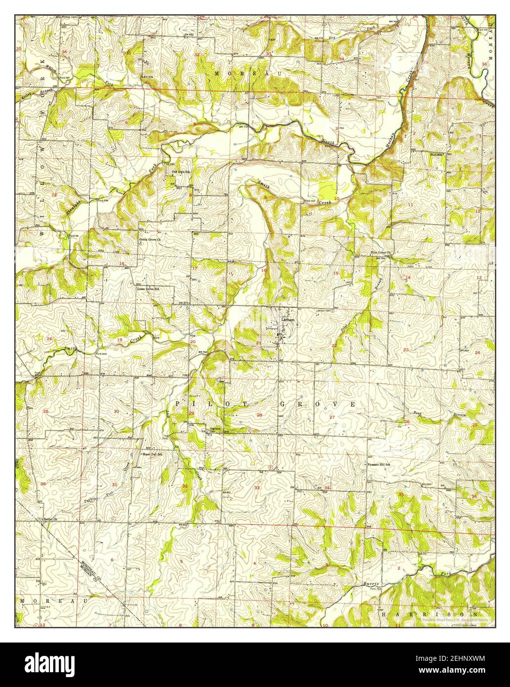 Latham, Missouri, map 1951, 1:24000, United States of America by ...