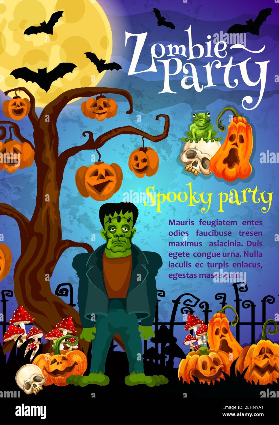 Zombie party invitation banner for Halloween holiday celebration ...