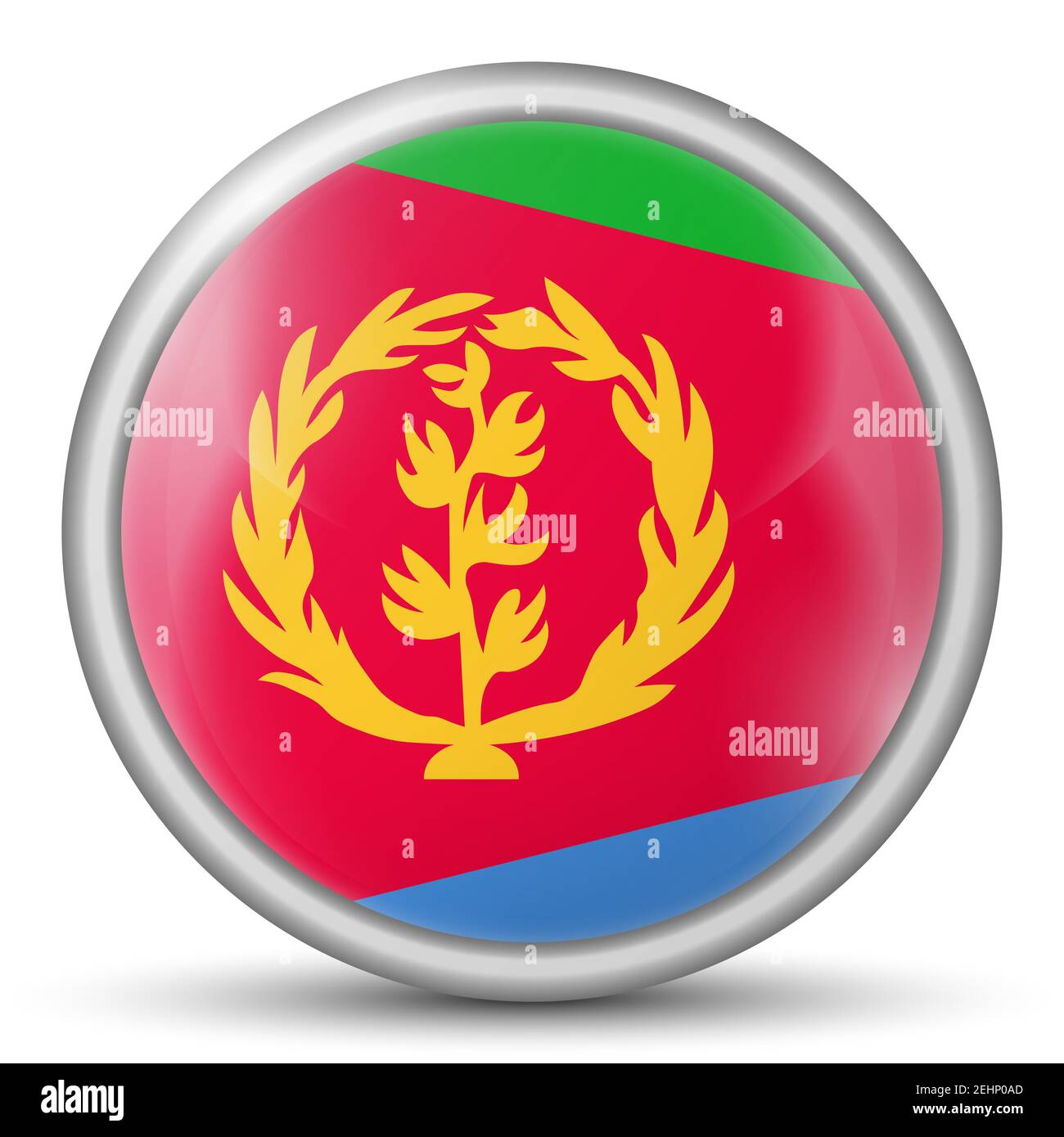Glass light ball with flag of Eritrea. Round sphere, template icon. Eritrean national symbol ...