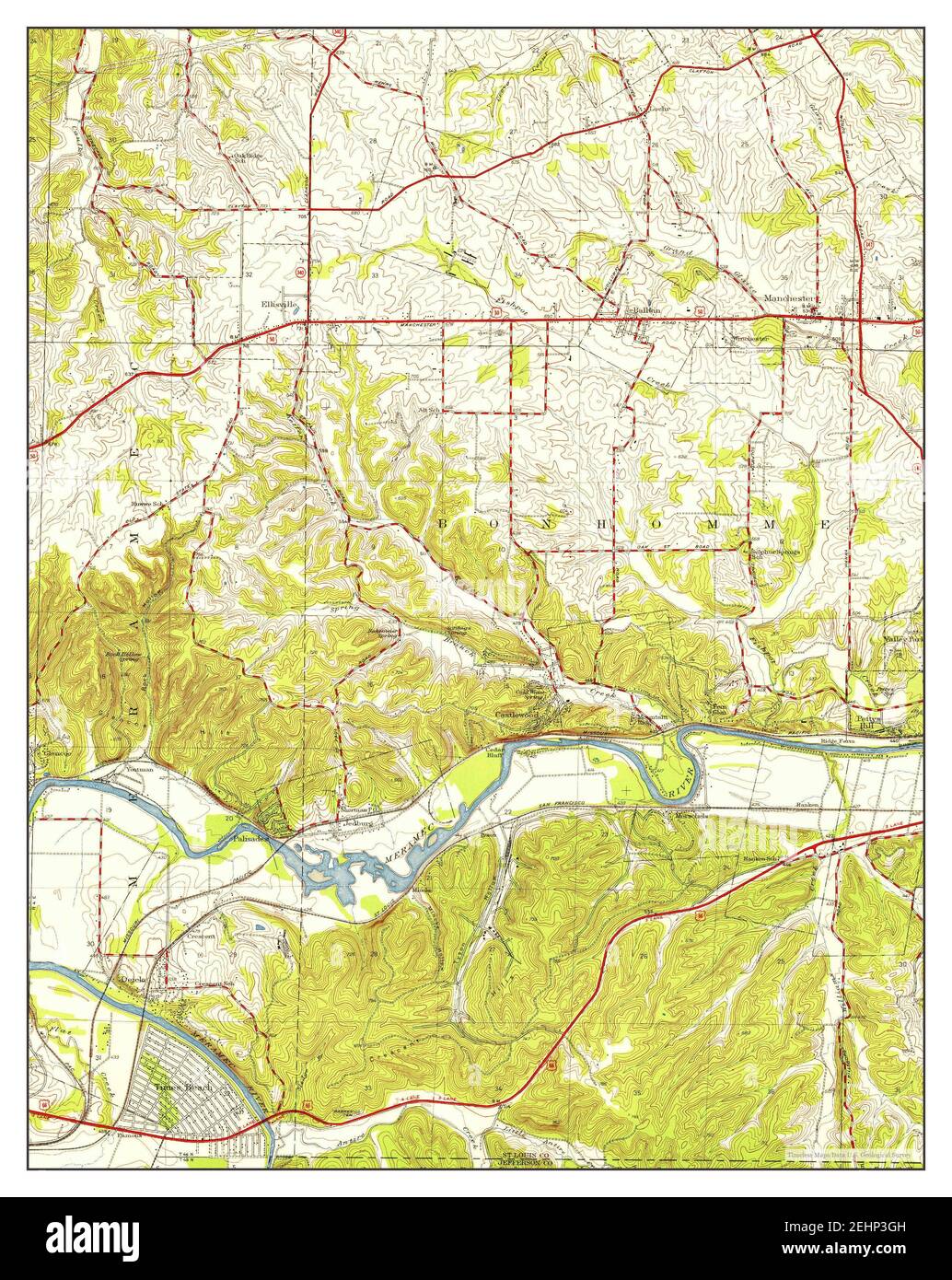 Manchester, Missouri, map 1945, 1:24000, United States of America by ...
