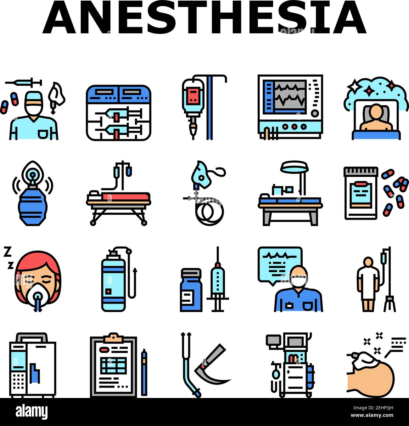 Anesthesiologist Tool Collection Icons Set Vector Stock Vector Image ...