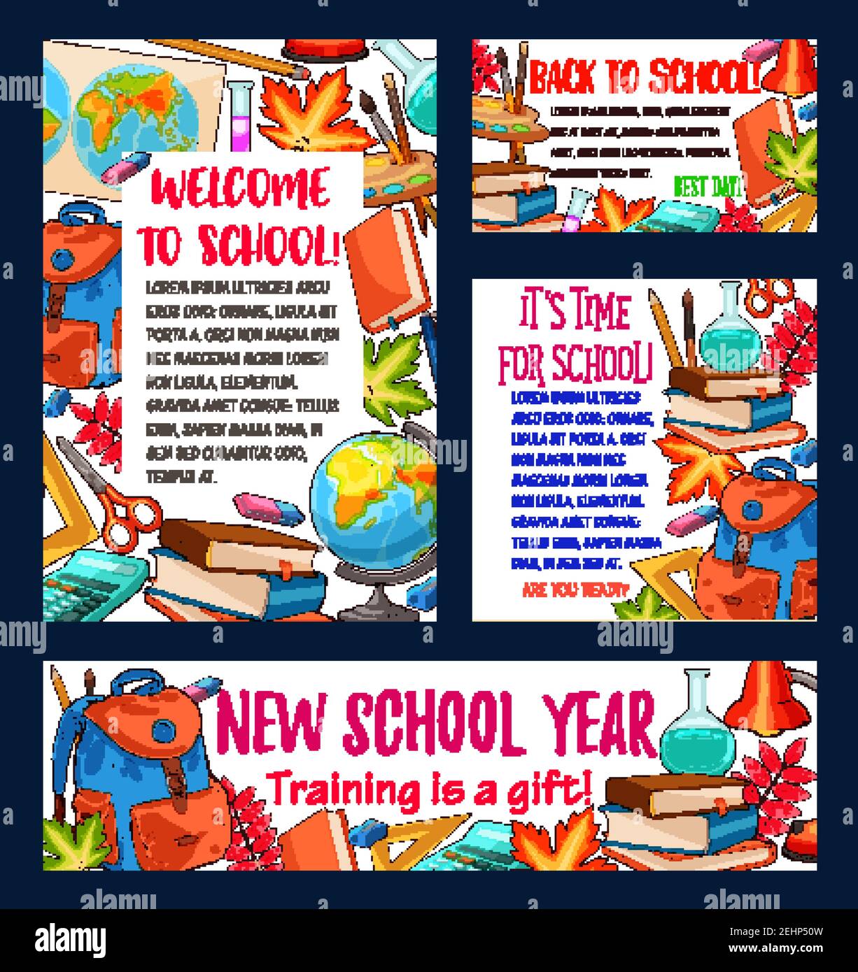 Back to school banner of new school year celebration template. School ...