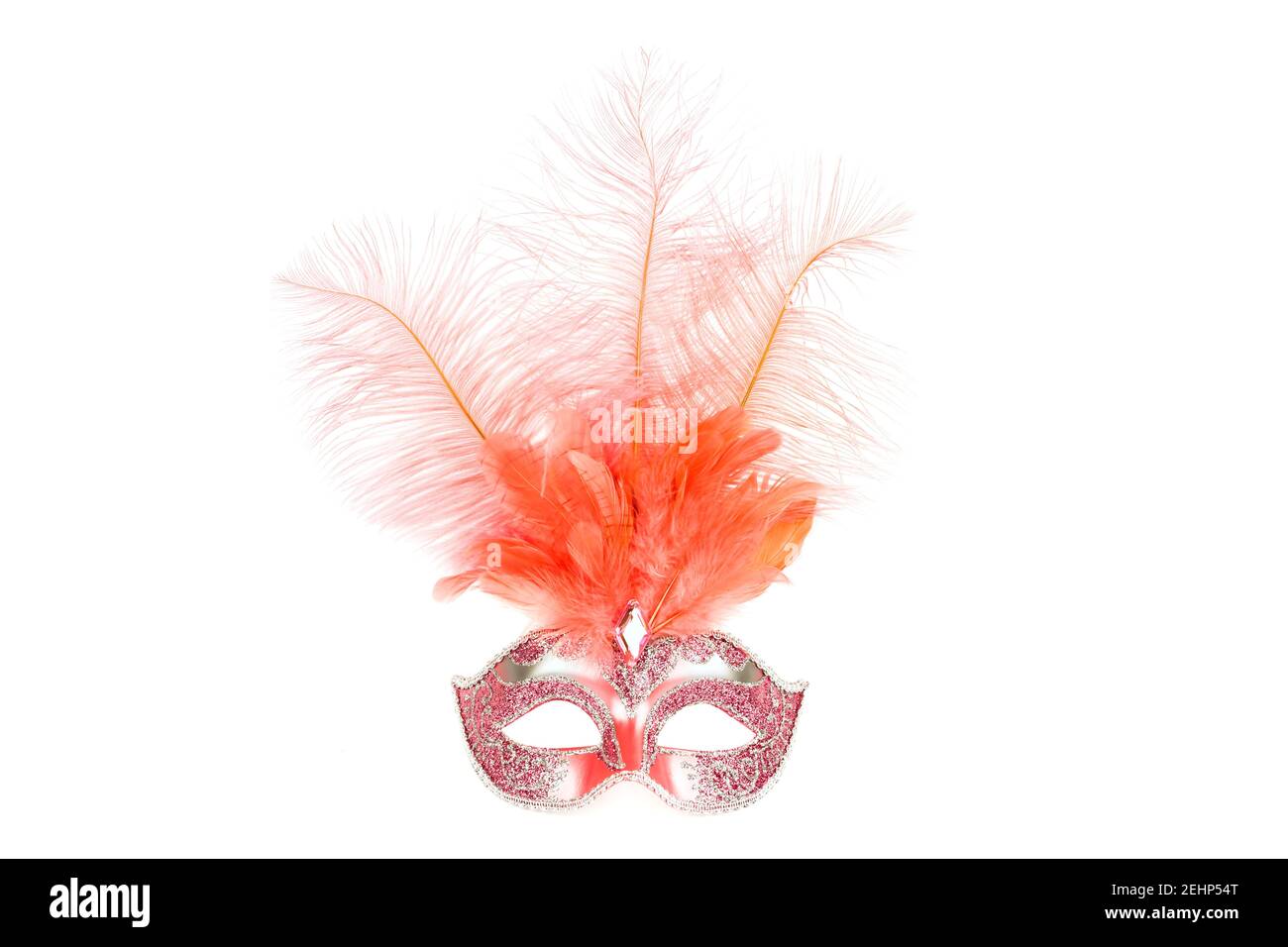 Carnival mask with pink feathers isolated on a white background Stock ...