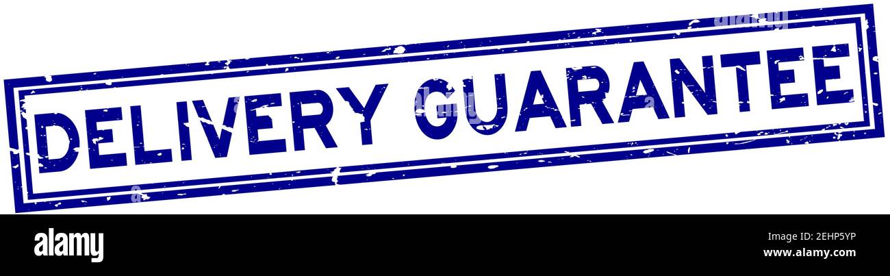 Grunge blue delivery guarantee word square rubber seal stamp on white background Stock Vector ...