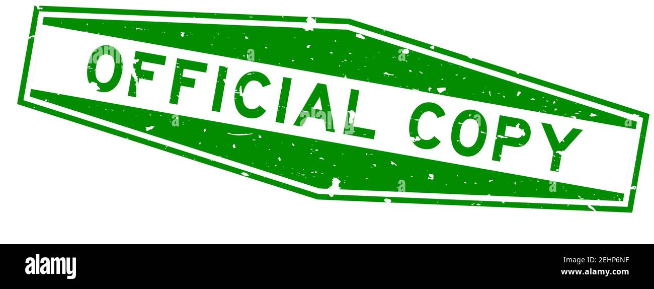 Grunge green official copy word hexagon rubber seal stamp on white ...