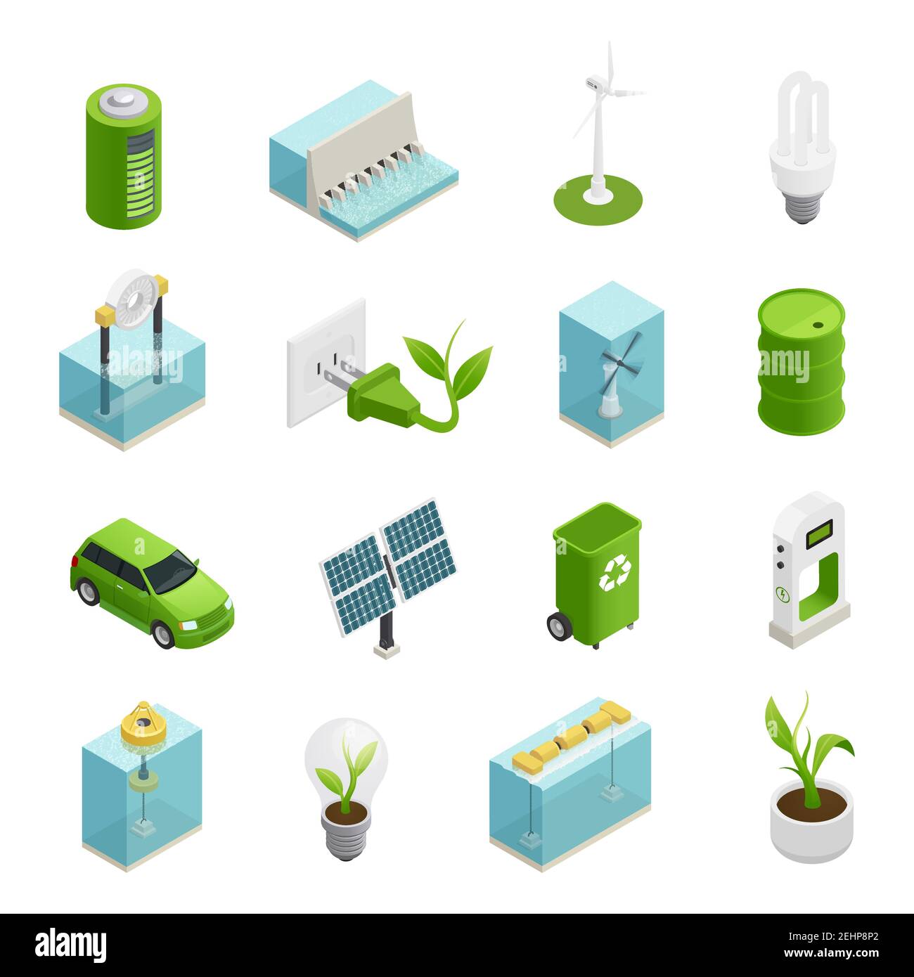 Renewable green energy sources technologies symbols and uses variaties ...