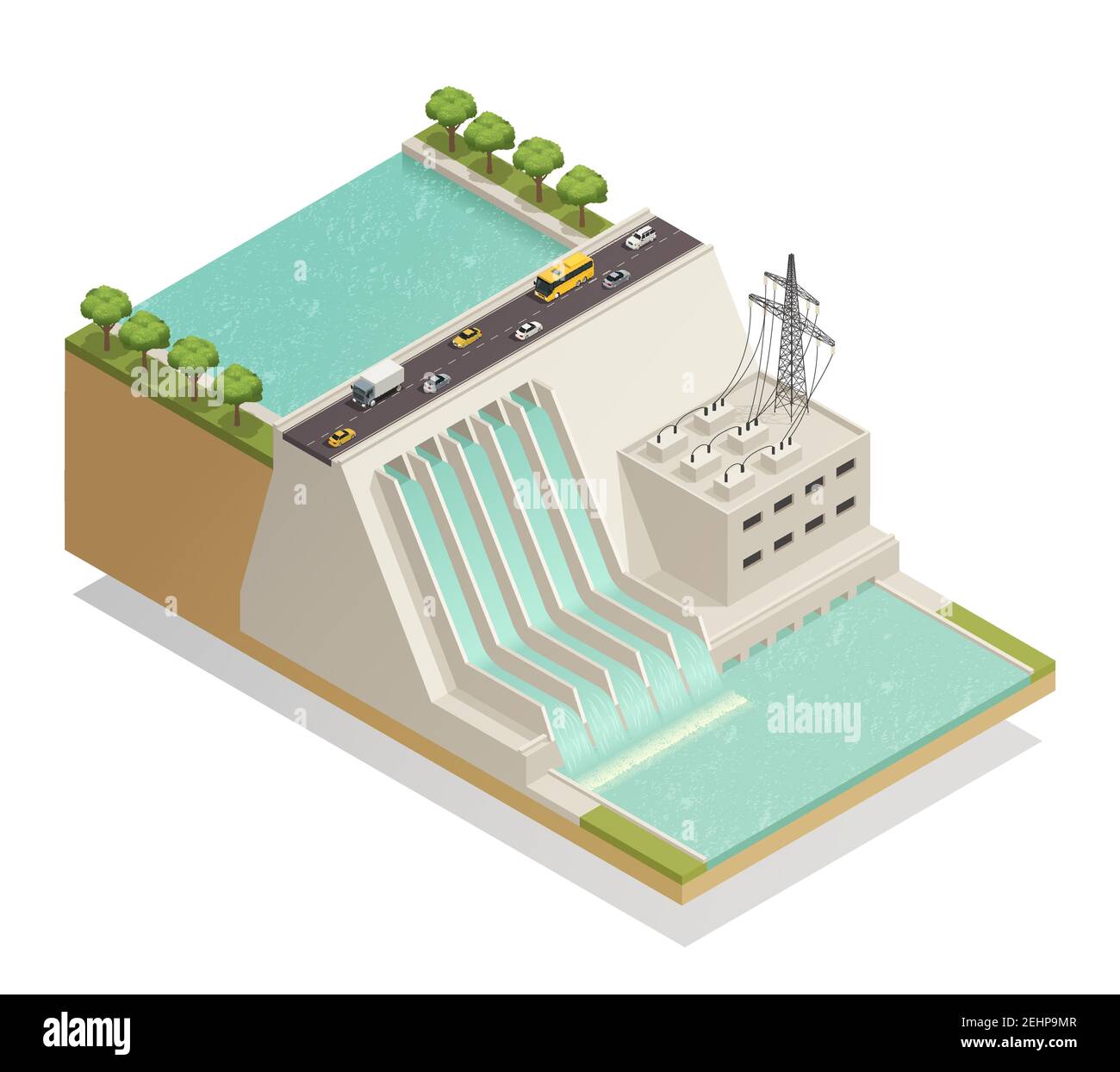 Ecological green energy renewable electricity generation isometric ...