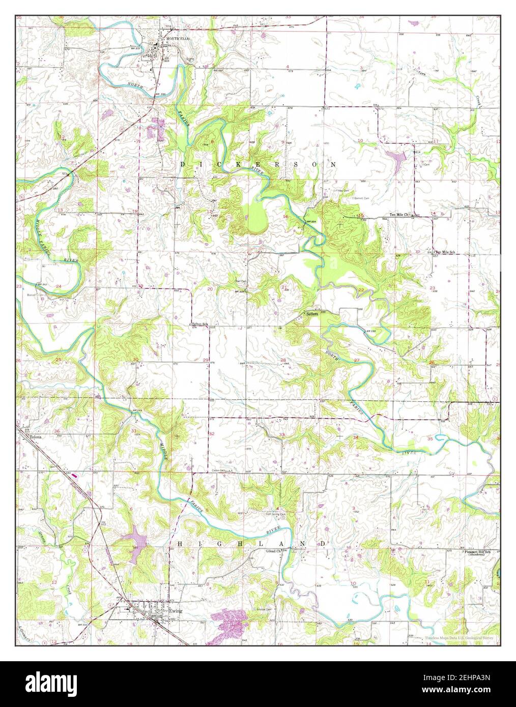 Monticello, Missouri, map 1950, 1:24000, United States of America by ...