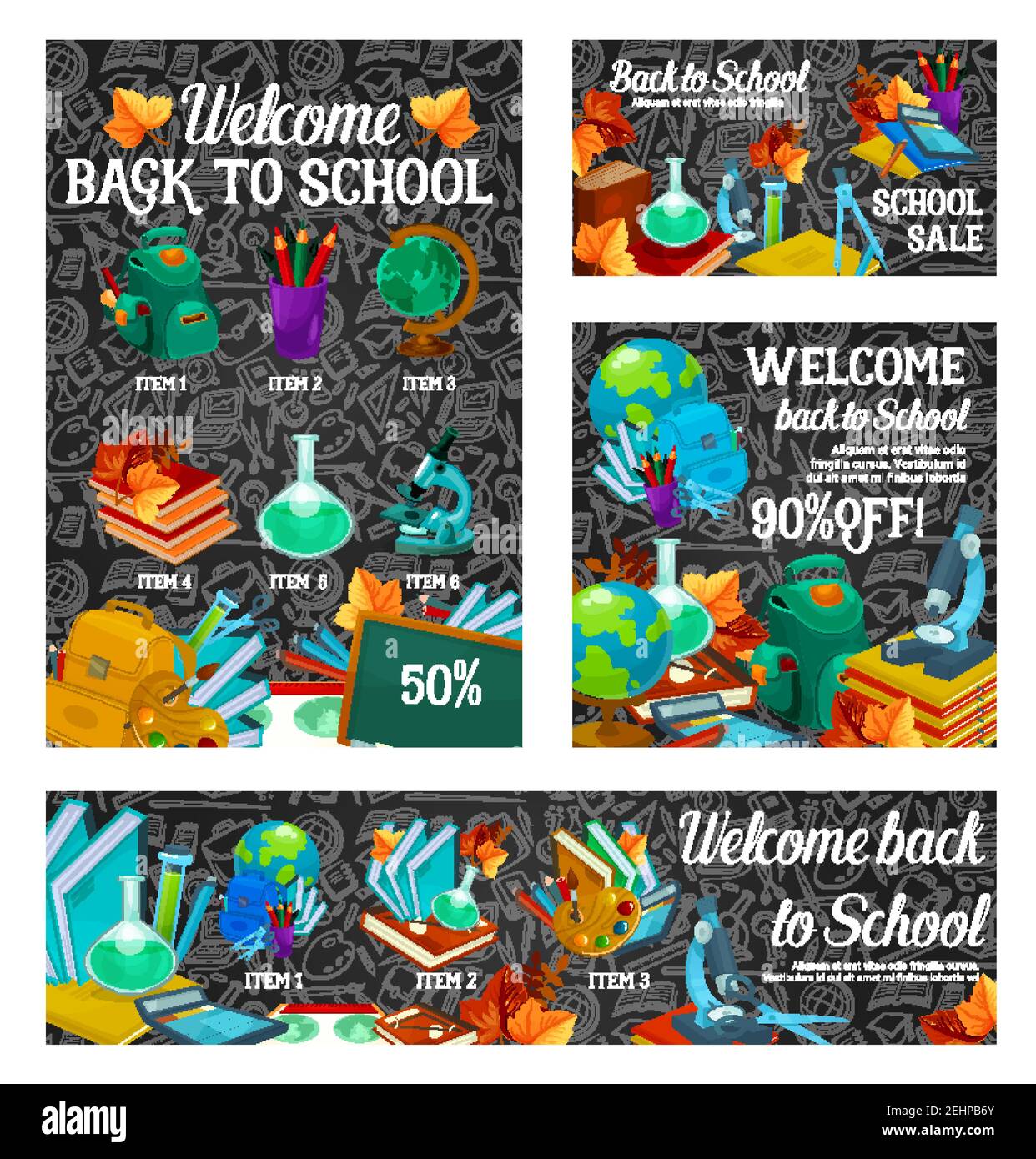 Back to school supplies discount offer banner for sale promotion ...