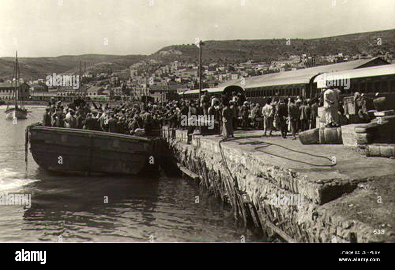 Passenger terminal in Haifa wharf, 1920 (1610 Stock Photo - Alamy