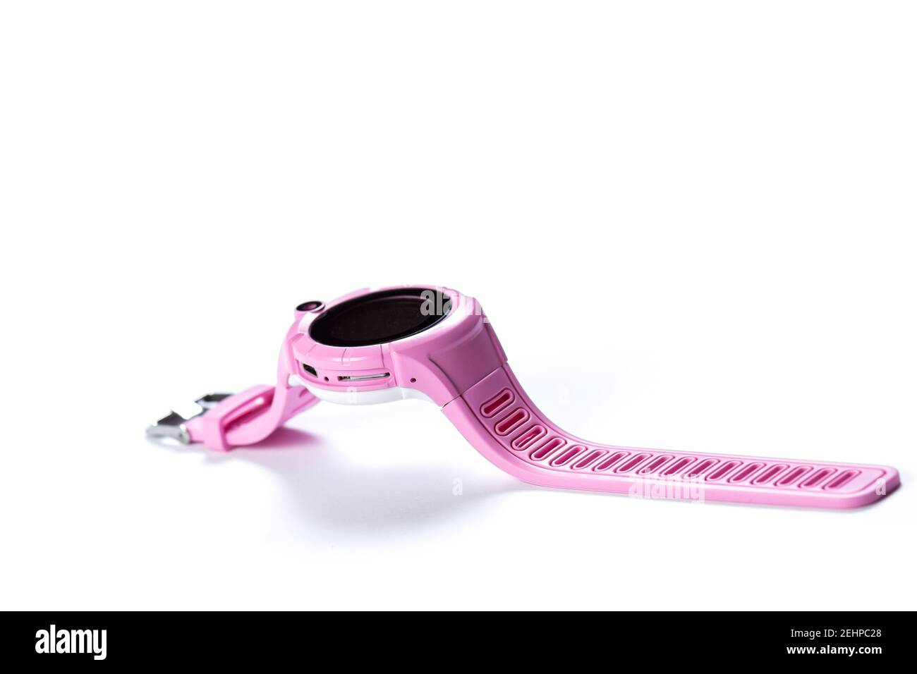 Pink GPS smart watch for kids, isolated on white background Stock Photo ...