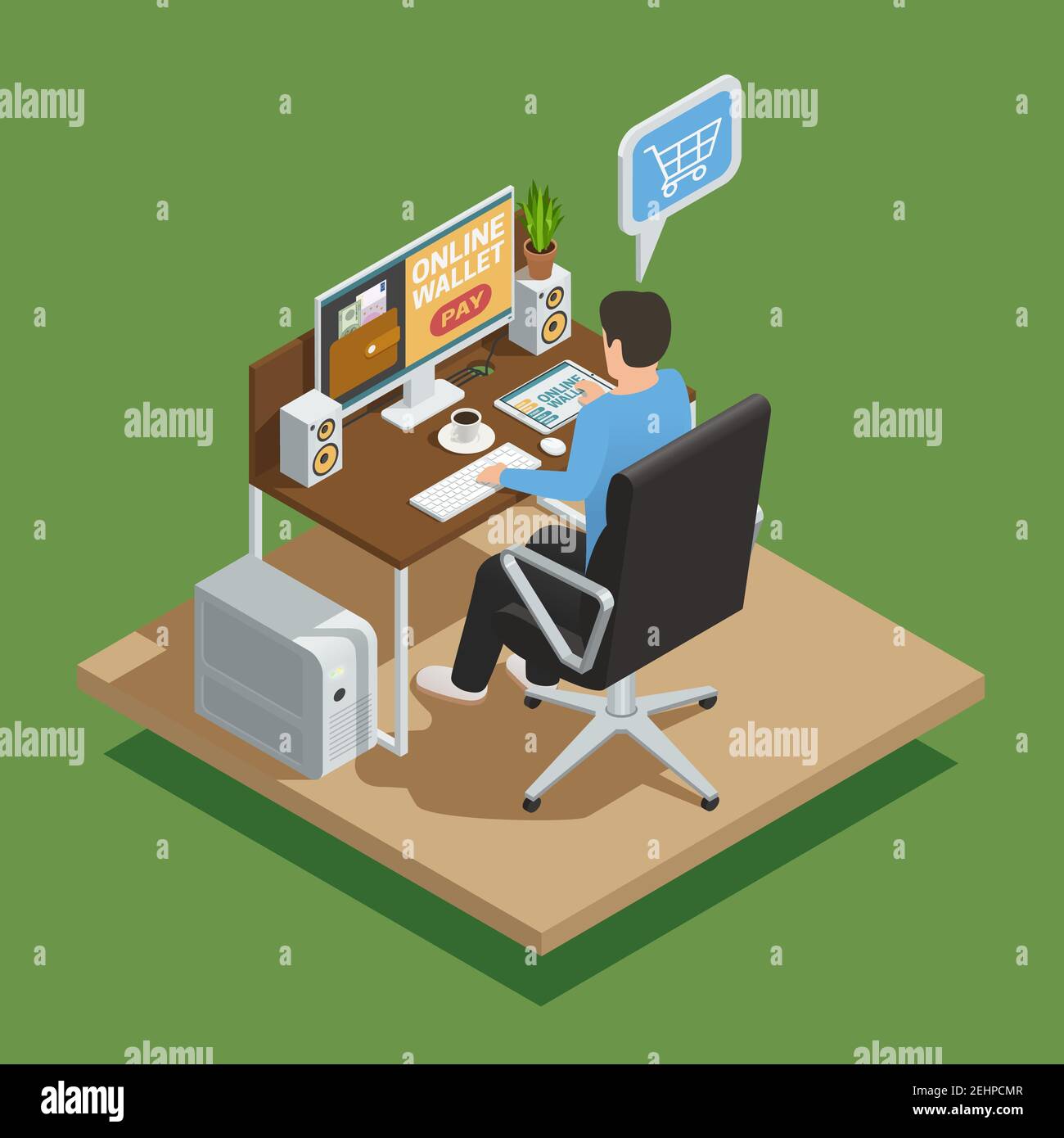 Payment methods isometric composition with online shop customer paying ...