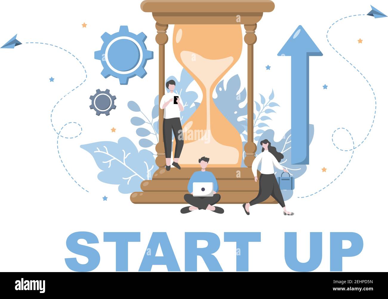Startup Flat Illustration of business Development process, Innovation product, and creative idea ...