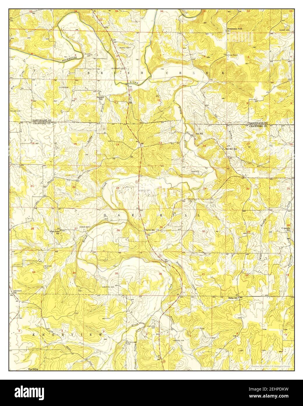 Map of oak hill hi-res stock photography and images - Alamy