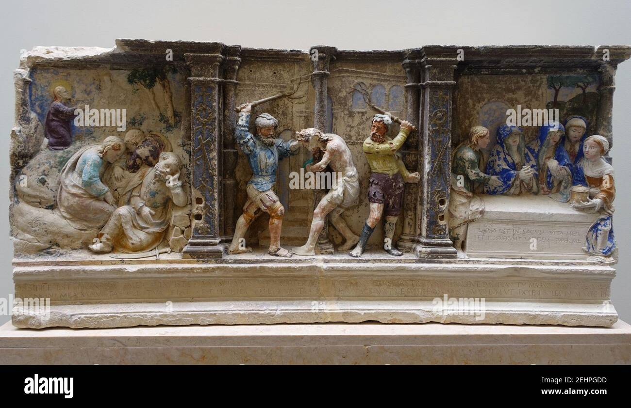 Passion of Christ, predella from the Mosteiro de Celas, by Joao de Ruao, 1530-1540 Stock Photo ...