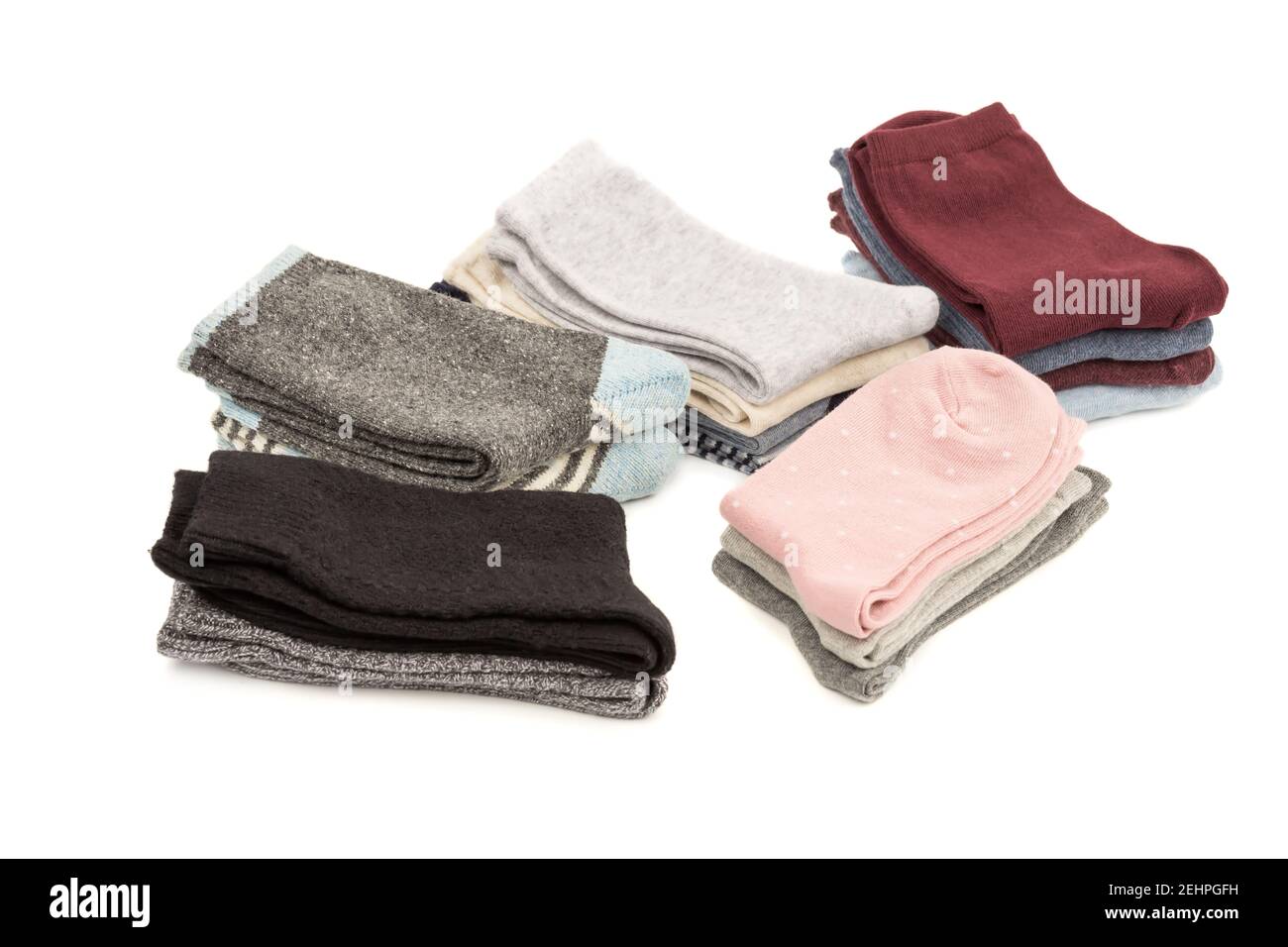 The stacks of socks isolated on white background Stock Photo - Alamy