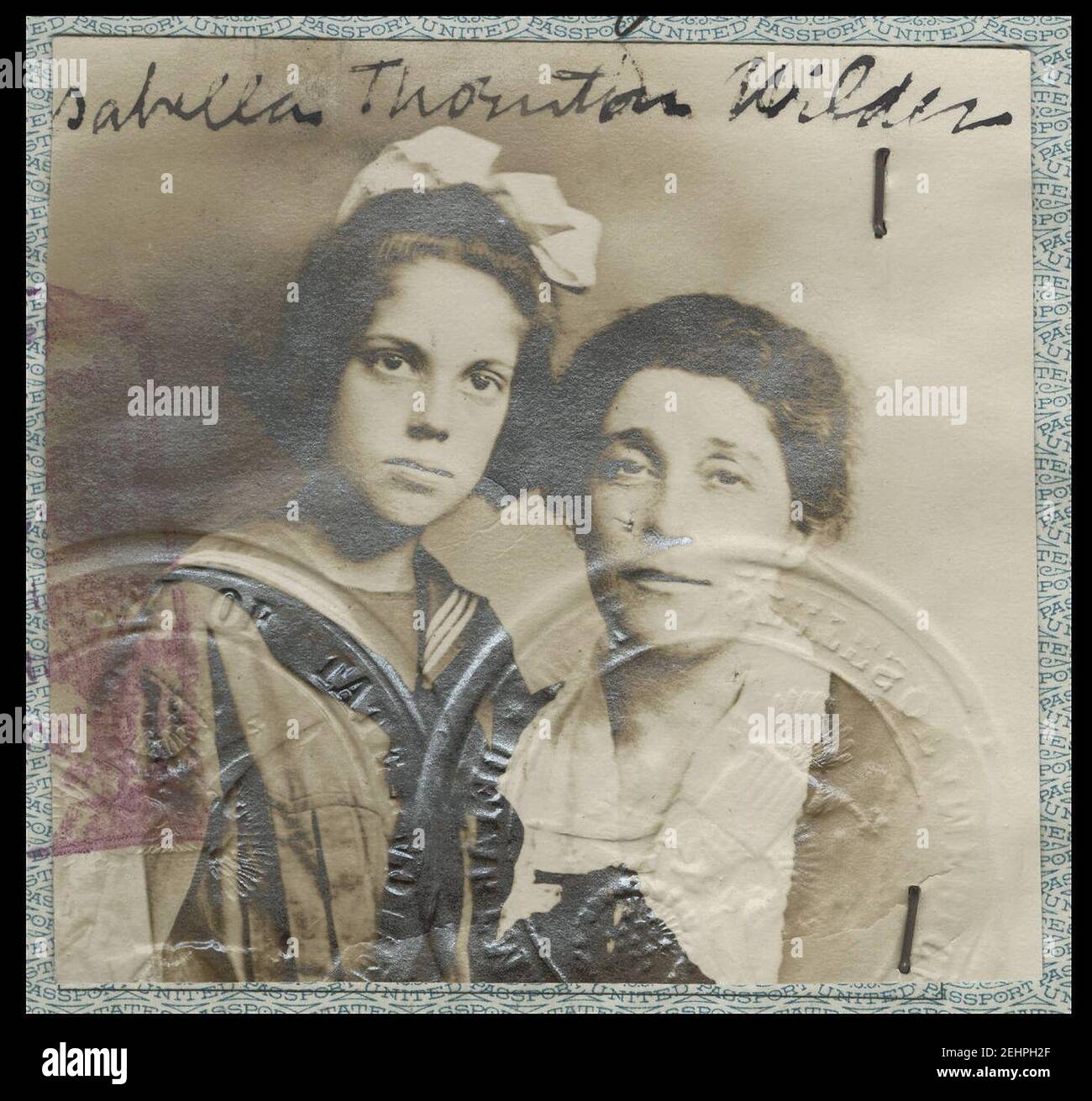Passport photo of Isabel Thornton Wilder and daughter Janet Stock Photo ...