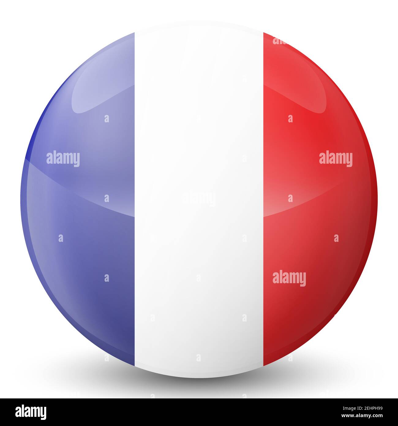 Glass light ball with flag of France. Round sphere, template icon ...