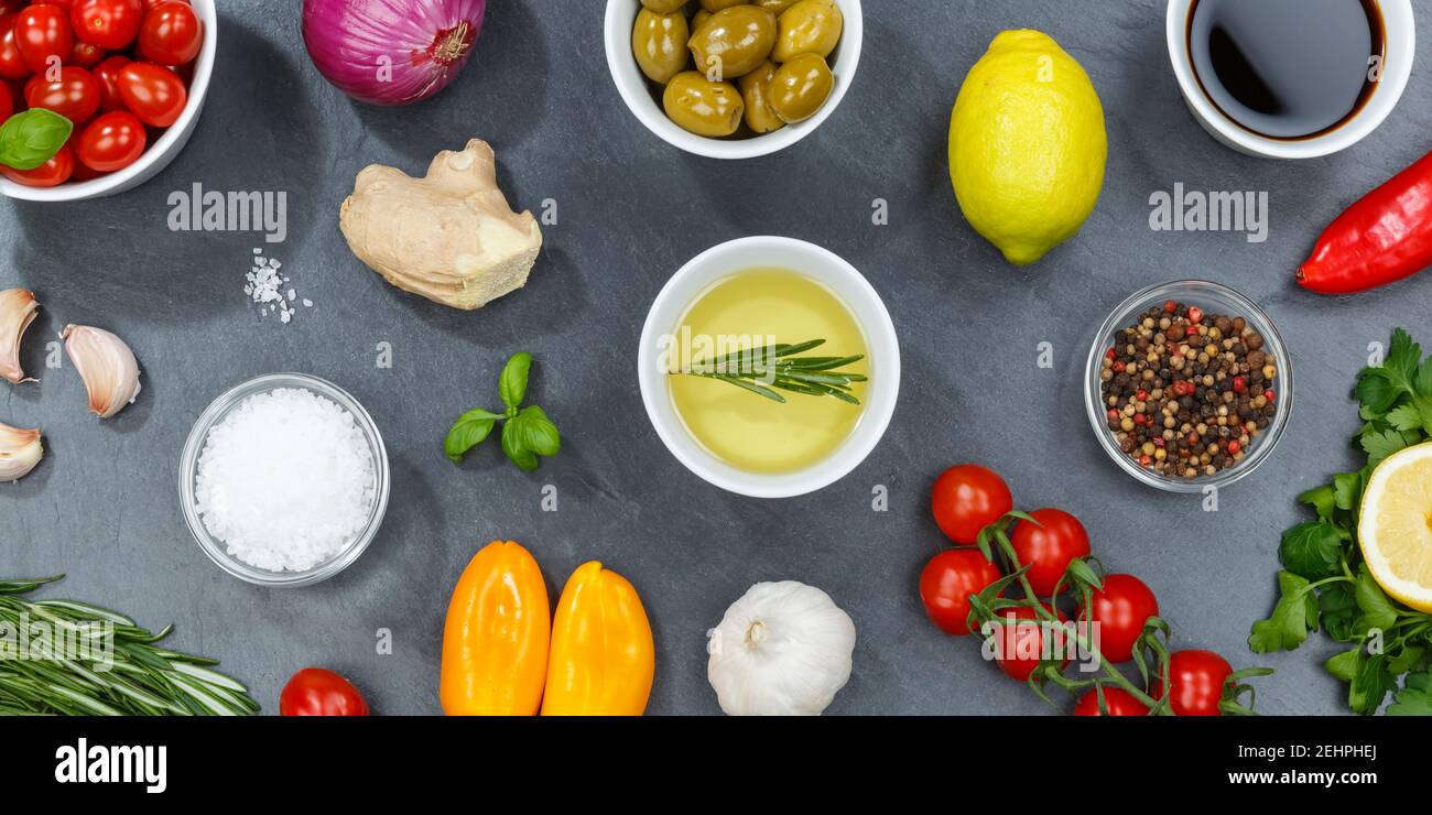 Healthy vegan food background clean eating vegetarian organic on a ...