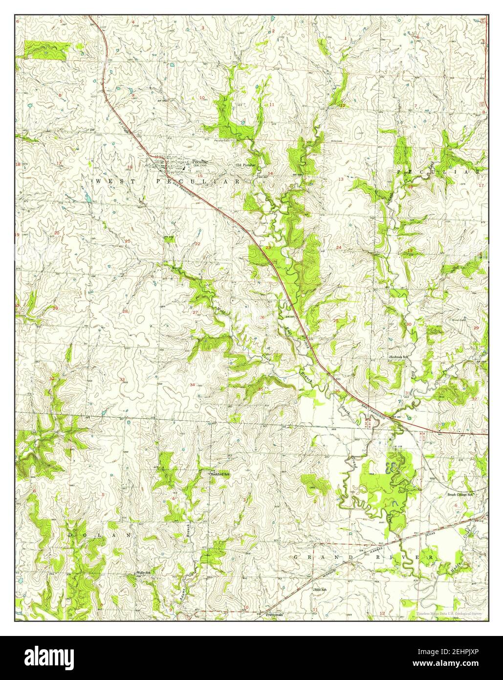 Peculiar, Missouri, map 1954, 1:24000, United States of America by ...