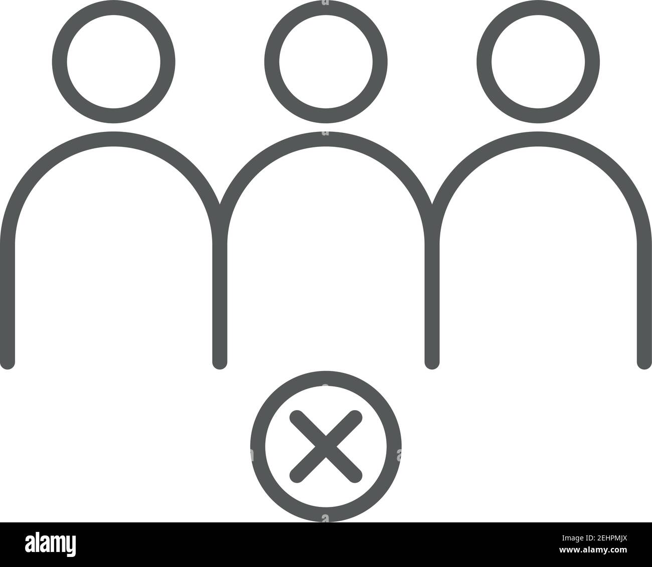 coronavirus covid 19 avoid crowded places vector illustration line icon ...