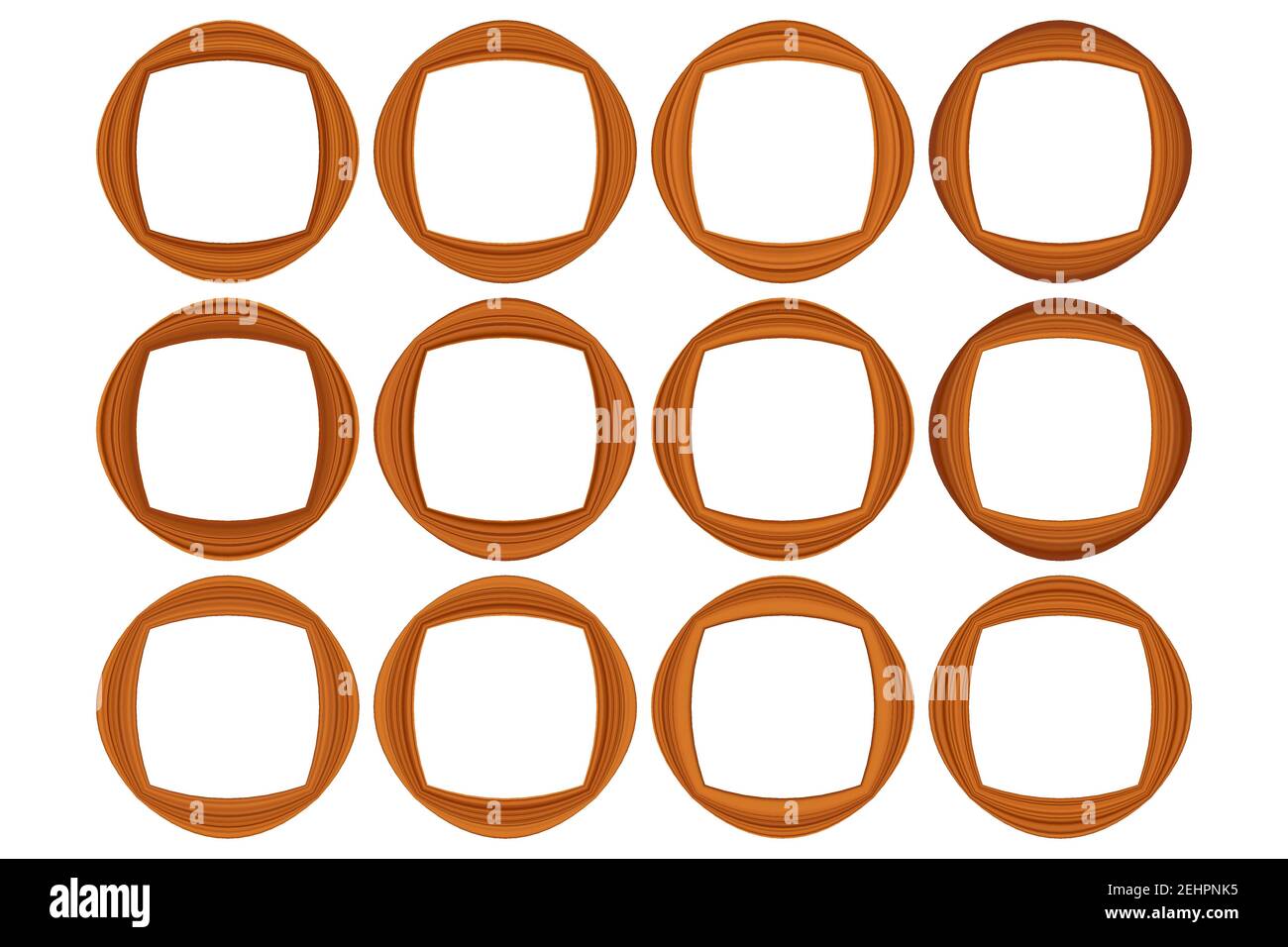 Big set of round vintage wooden frame for your design. Vintage cover ...