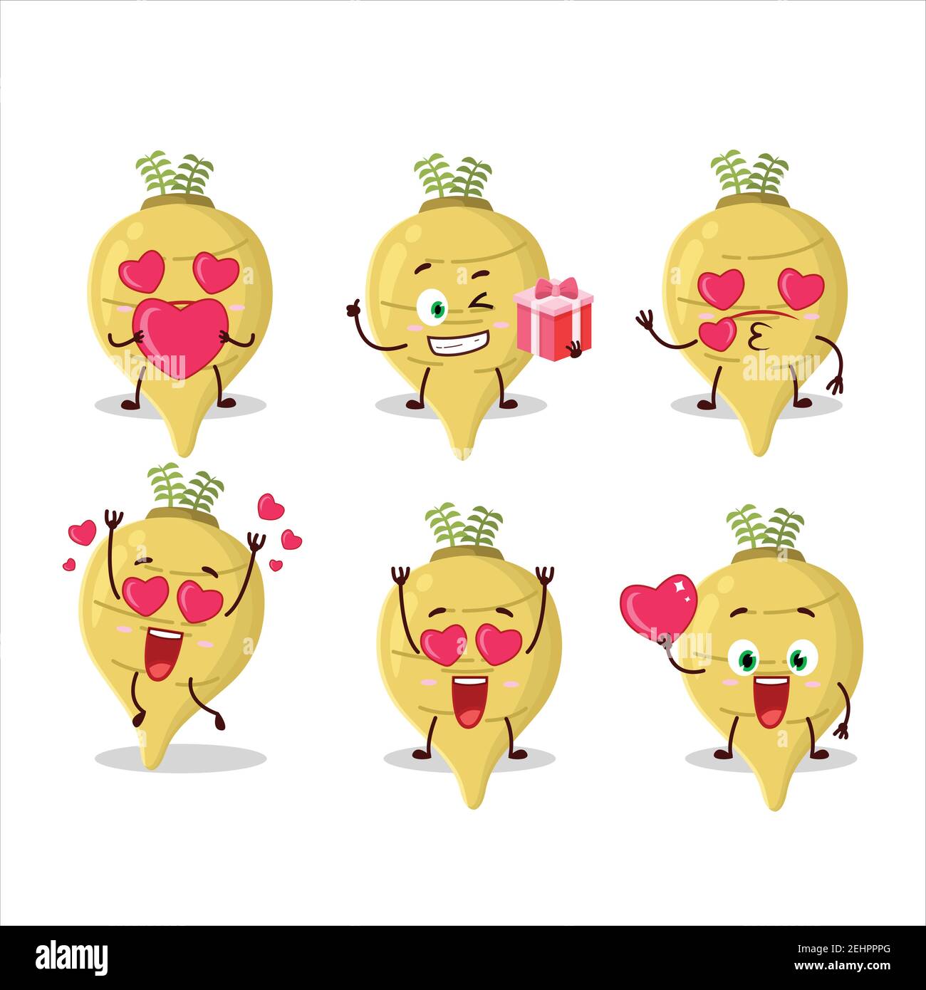 Parsnip cartoon character with love cute emoticon. Vector illustration ...